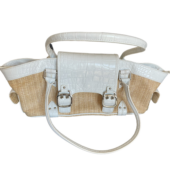 Cole Haan | Bags | Cole Haan White Amanda Straw Tote Shoulder Bag ...